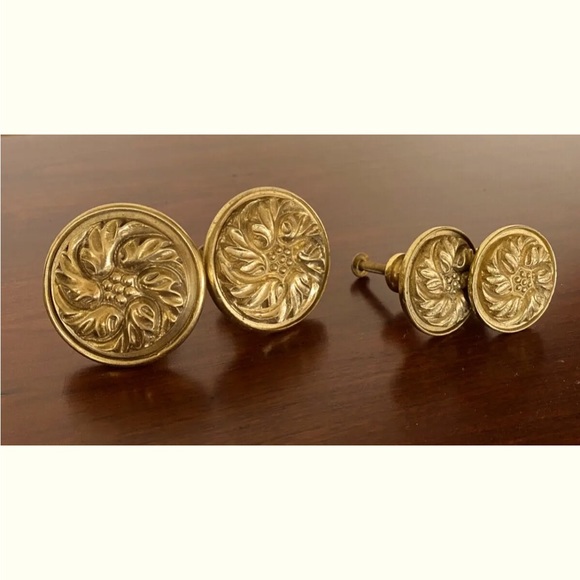 Other | Antique Solid Gold Brass Knobs Drawer Pulls Vintage Spain Ornate | Poshmark